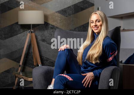 Croatian football player Ana Maria Markovic photo shooting in Porec ...