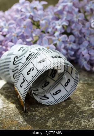 Bunch of lilac flowers with measure tape Stock Photo - Alamy