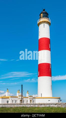 Aerial view of Tarbat Ness Lighthouse on the Moray Firth, Scotland ...