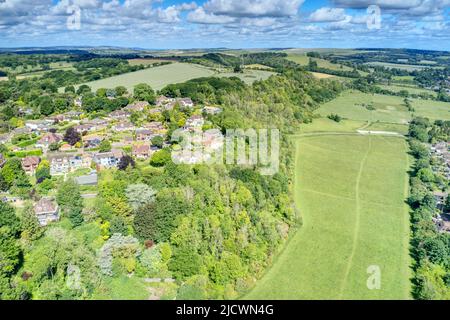 Aerial photo of the Findon valley between the South Downs and the ...