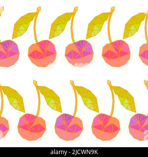 Summer seamless polygonal cartoon cherry pattern for fabrics and ...
