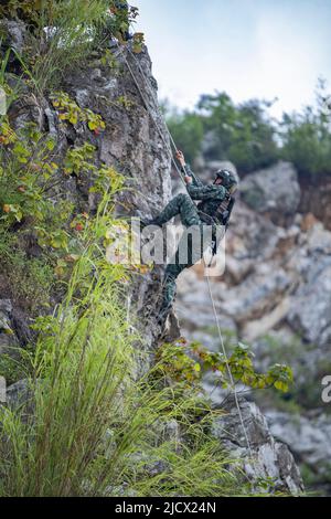LAIBIN, CHINA - JUNE 16, 2022 - Special forces soldiers train in an ...