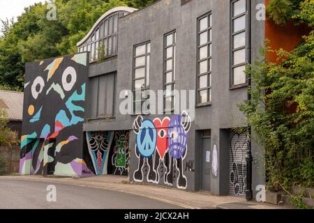 Building with artwork by Mul Draws in the Ouseburn cultural quarter of ...