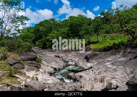Stone outcrops forming rock formations, Vale da Lua, Chapada dos ...