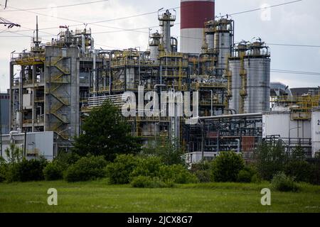Plock, Poland. 15th June, 2022. Installations and pipes are seen at the ...