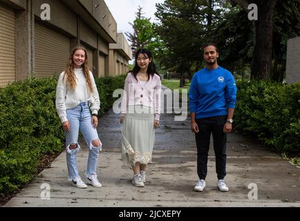 Students Paul Lifotra, Kirsten Krochak and Isabel Wei (left to right ...