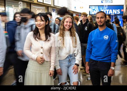 Students Paul Lifotra, Kirsten Krochak and Isabel Wei (left to right ...