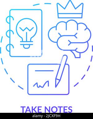 Note taking technique blue gradient concept icon Stock Vector Image ...