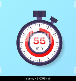 The 55 minutes timer. Stopwatch icon in flat style Stock Vector Image ...