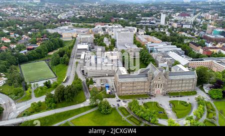Trondheim 20220616. Drone image of NTNU, the Norwegian University of ...