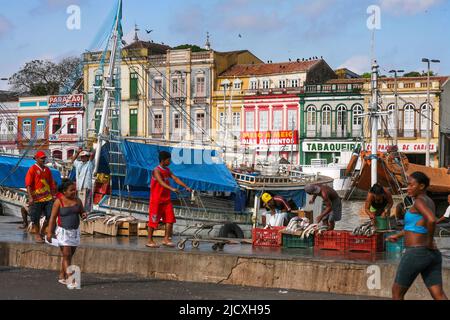Brazil, Belem The fish market area of the Ver-o-Peso market near the ...