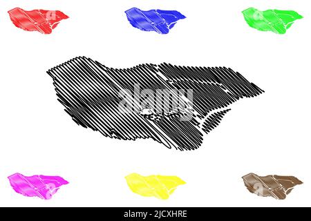 Haizhu island (People's Republic of China, PRC) map vector illustration ...