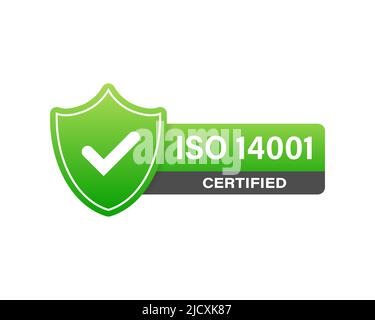 ISO 14001 Certified badge, icon. Certification stamp. Flat design vector. Vector stock ...