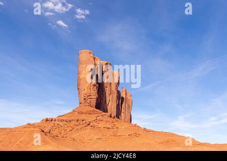 famous elephant butte in monument valley in bright sun Stock Photo - Alamy