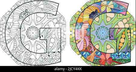 Mandala with letter G. Vector decorative zentangle object Stock Vector ...