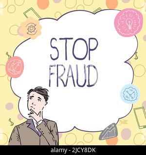 Text caption presenting Stop Fraud. Word Written on campaign advices ...