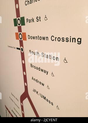 Boston MA T subway map Stock Photo - Alamy