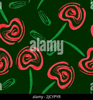 Stylized cherry. Seamless pattern. Watercolor illustration. Isolated on ...