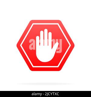 Red stop signs. Hand, rectangle,mark. Stop symbols in circles, warning ...