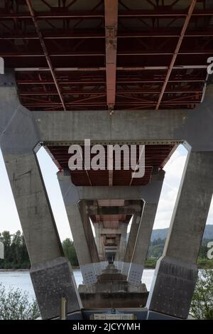 Mission Bridge over Fraser River during Sunny and Cloudy Spring Season ...