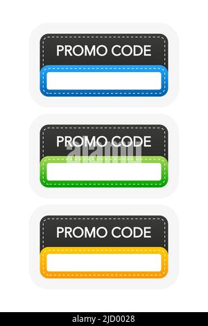 Promo code, coupon code label design. Geometric flat banner. Vector ...