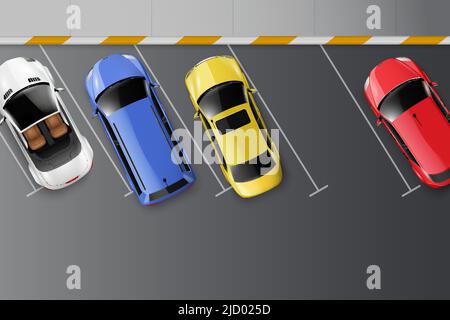 Parking realistic composition with street traffic signs coupon and ...