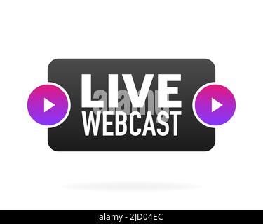 Live webcast banner in flat style on white background. Play webcast ...