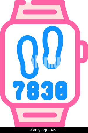 walk steps controlling watches color icon vector. walk steps ...