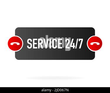 Phone service 24/7 icon in flat style. Telephone talk vector ...