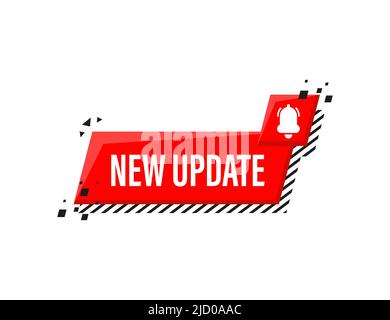 New update red label on white background. Red banner. Vector ...