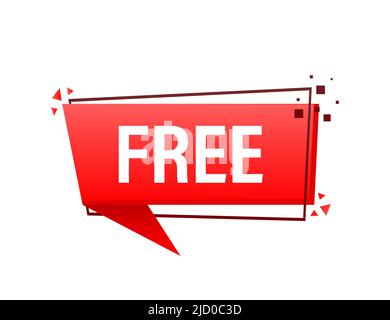 Flat icon with free banner. Typography poster. Buy offer sticker ...