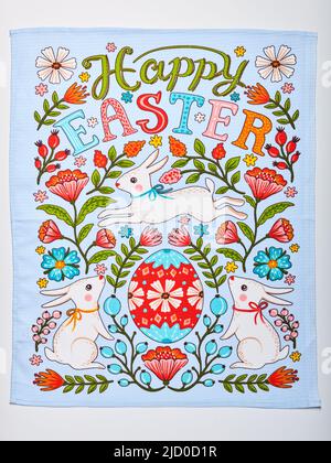 Beautiful waffle towel with the Easter symbols Stock Photo - Alamy