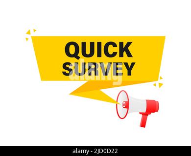 Quick survey megaphone yellow banner. Vector illustration Stock Vector ...