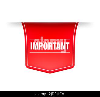 Important red banner in flat style on white background. Vector ...