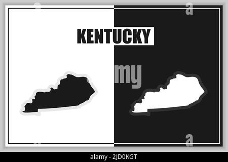 Kentucky state USA map glowing silhouette outline made of stars lines ...