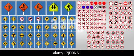 Set Traffic Signs,Prohibition,Warning Red circle Symbol Sign Isolate on ...