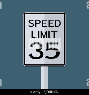35 MPH road sign isolated on transparent background illustration Stock ...