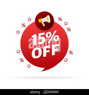 Trendy flat advertising with 15 percent discount flat badge for promo ...