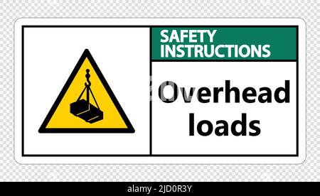 Safety instructions overhead loads Sign on transparent background ...