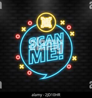 Barcode and QR code scanner neon light icon. Wifi barcodes handheld ...