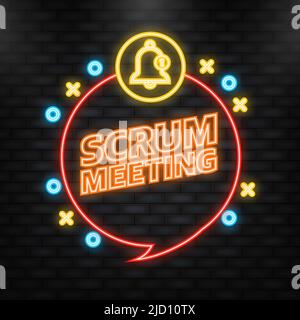 Neon Icon. Flat icon with scrum meeting. Project development ...