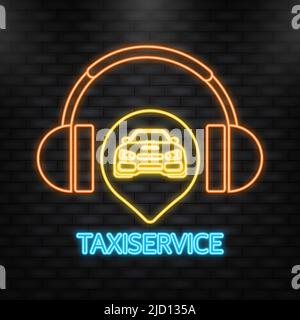 Neon Icon. Taxi service, great design for any purposes. App logo ...