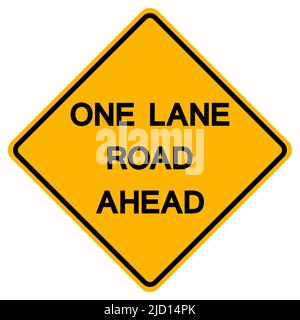 One Lane Road Ahead Traffic Road Symbol Sign Isolate on White ...
