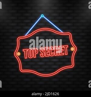 Top secret red neon label, stamp. Vector stock illustration Stock ...