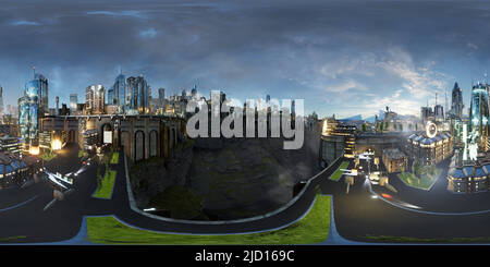 360° view of super cool cyberpunk city - Alamy