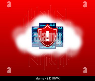 Data base, cloud. Network servers computer hardware technology decorative elements. Vector ...