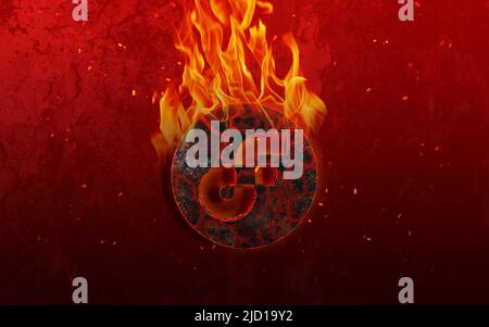 3D rendering cryptocurrency flow coin on colorful background ...