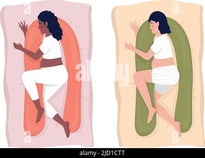 Sleeping people 2D vector isolated illustrations set Stock Vector Image ...