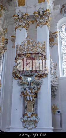 Interior of the Wieskirche. The Pilgrimage Church of Wies (German ...