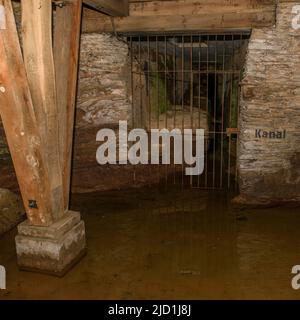 View of antker drainage canal in substructure Arenakeller cellar of ...